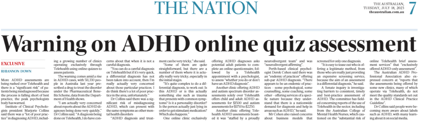 Australian Article on ADHD – ICP